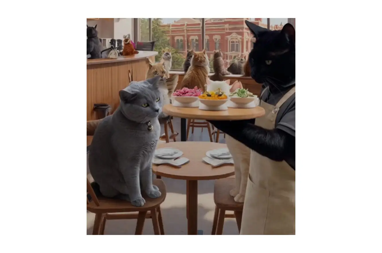 Lunch at the Cat Bistro – Diamond Cat by Sasha